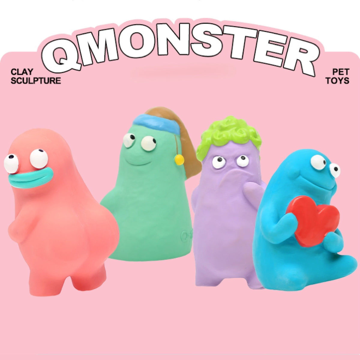 QMonster Latex Squeaky Toy Clay Sculpture Series – Shortie Friends